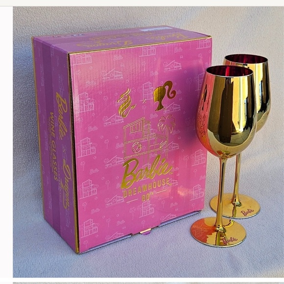 Dragon Glassware | Dining | Barbie Dreamhouse Gold Wine Glass Set ...